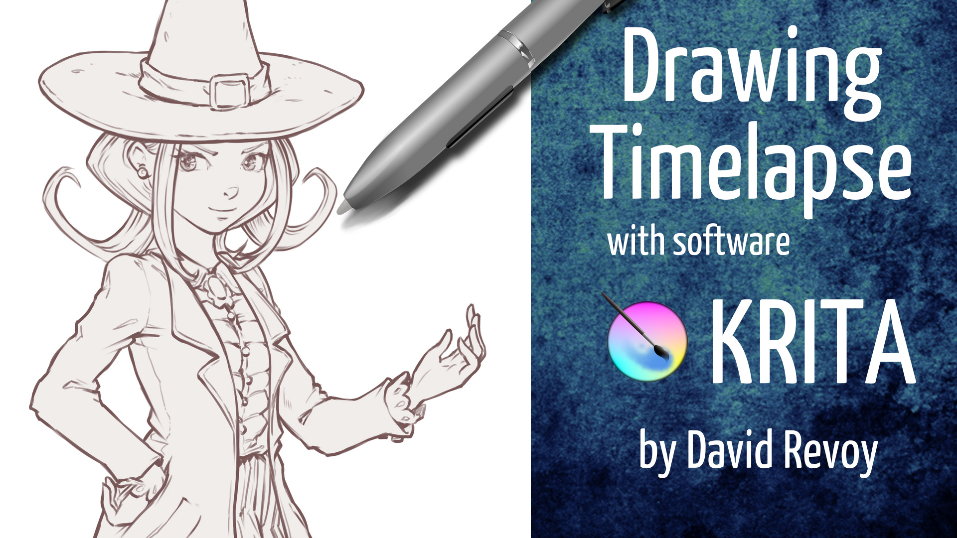 Drawing timelapse and inking with krita, commented - David Revoy